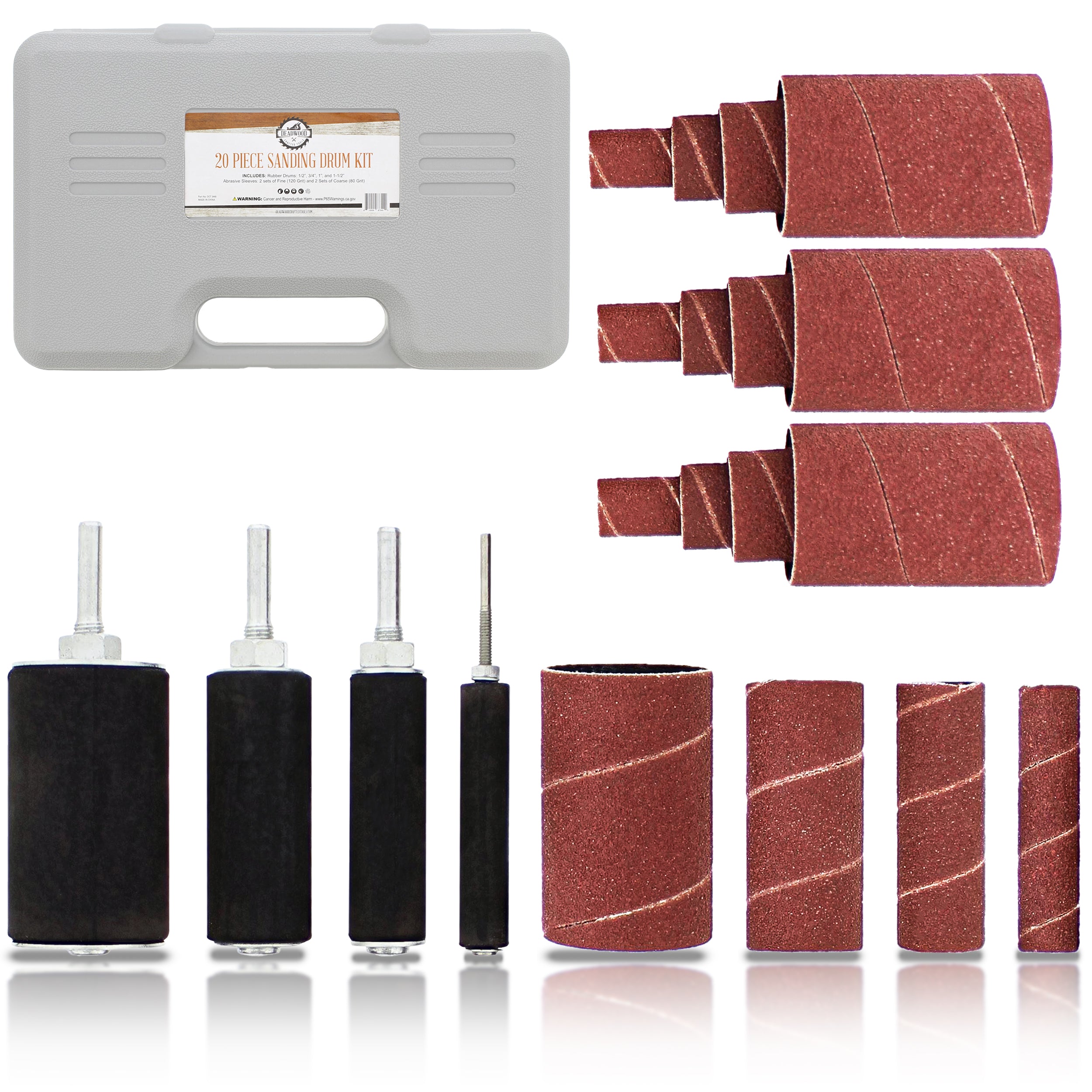 Sanding Drum Kit Rubber Sanding Drums and Spindle Sander Sleeves 20pc ...
